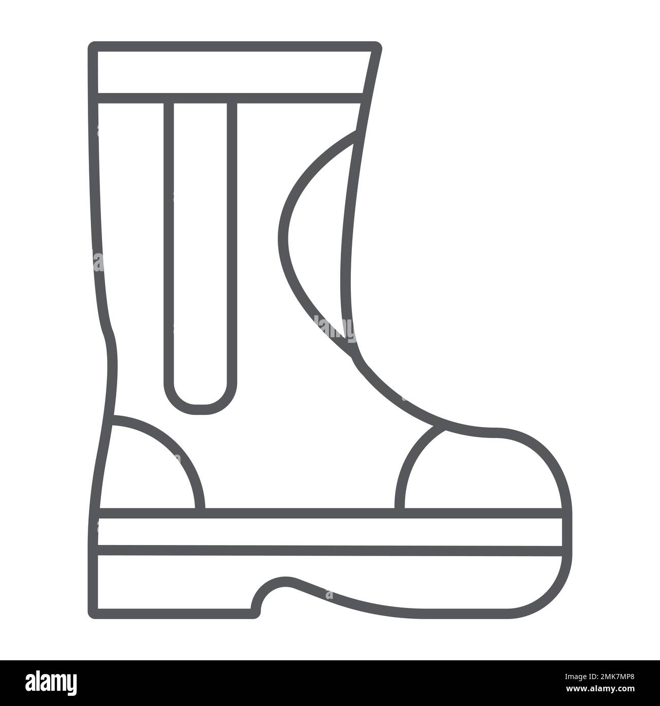 Fire rubber boots thin line icon, fireman and clothes, firefighter ...