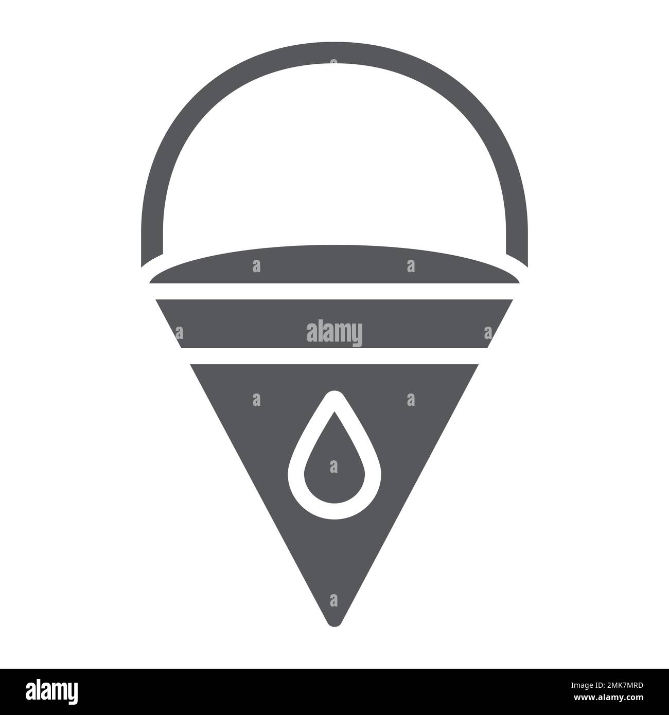 Fire bucket glyph icon, fireman and equipment, triangle pail sign ...
