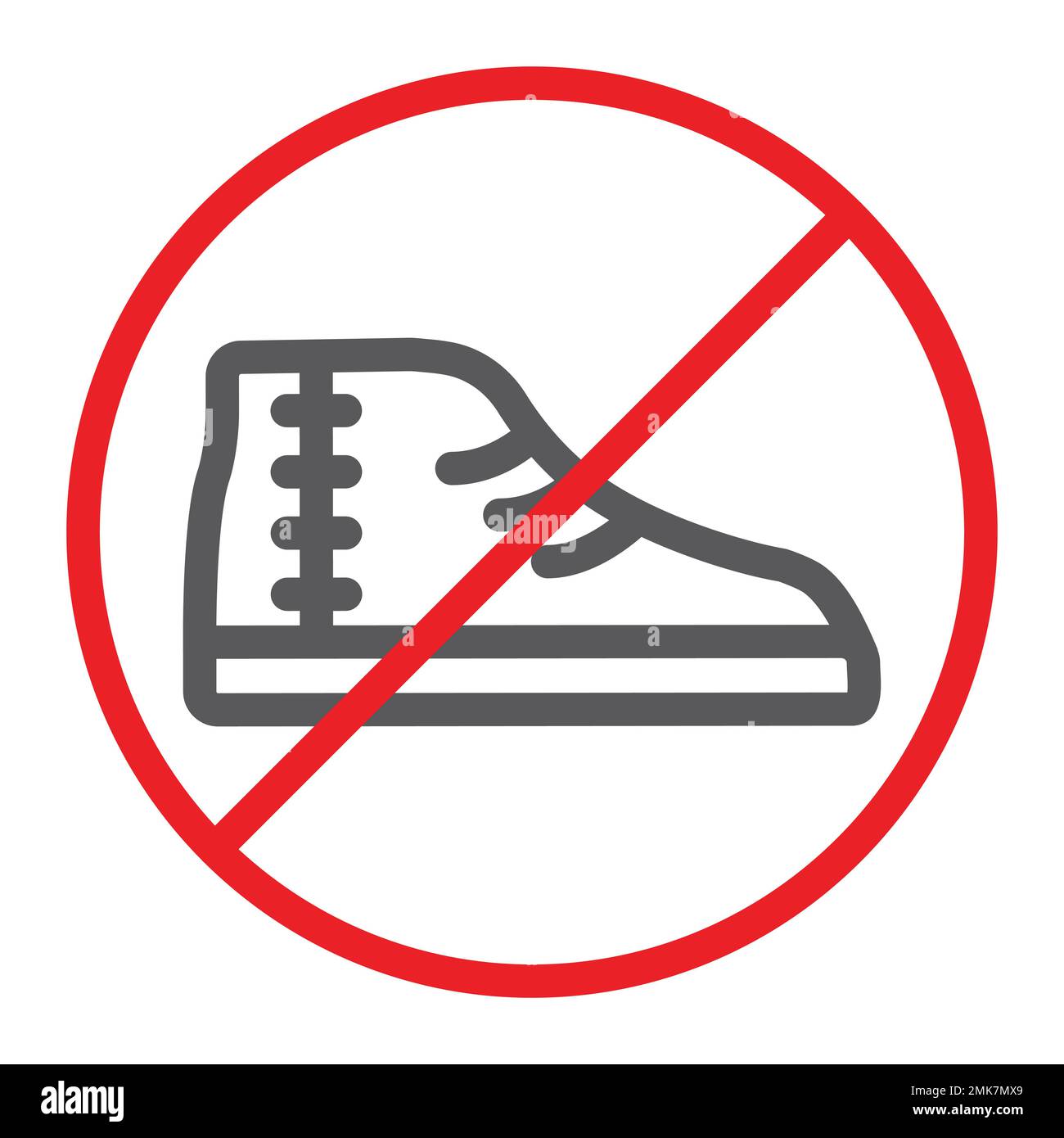 No footwear line icon, prohibited and forbidden, no shoes sign, vector ...
