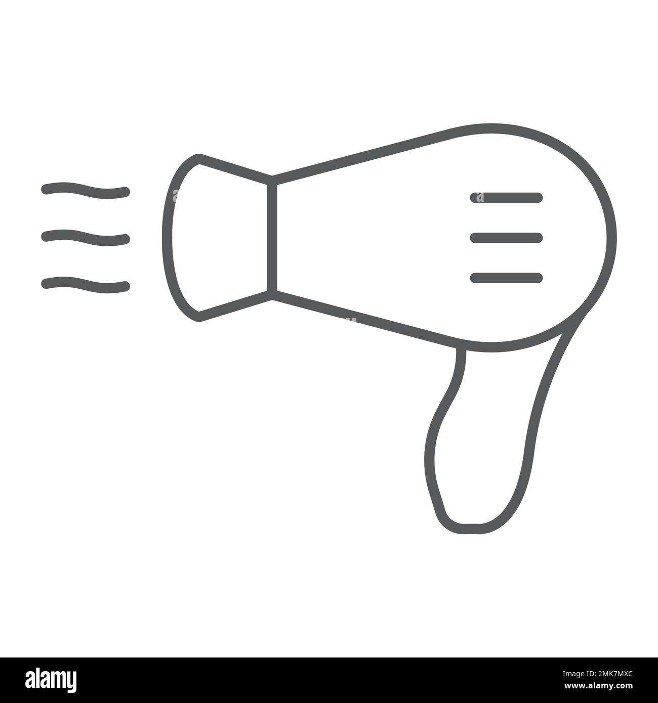 Hair dryer thin line icon, barber and hairstyle, blow dryer sign ...