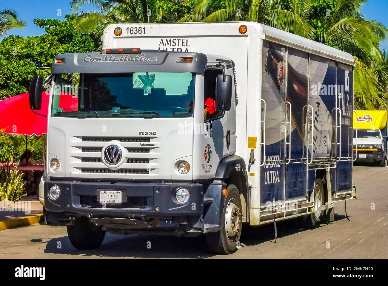Various Mexican trucks cargo transporter beer delivery cars in Puerto ...