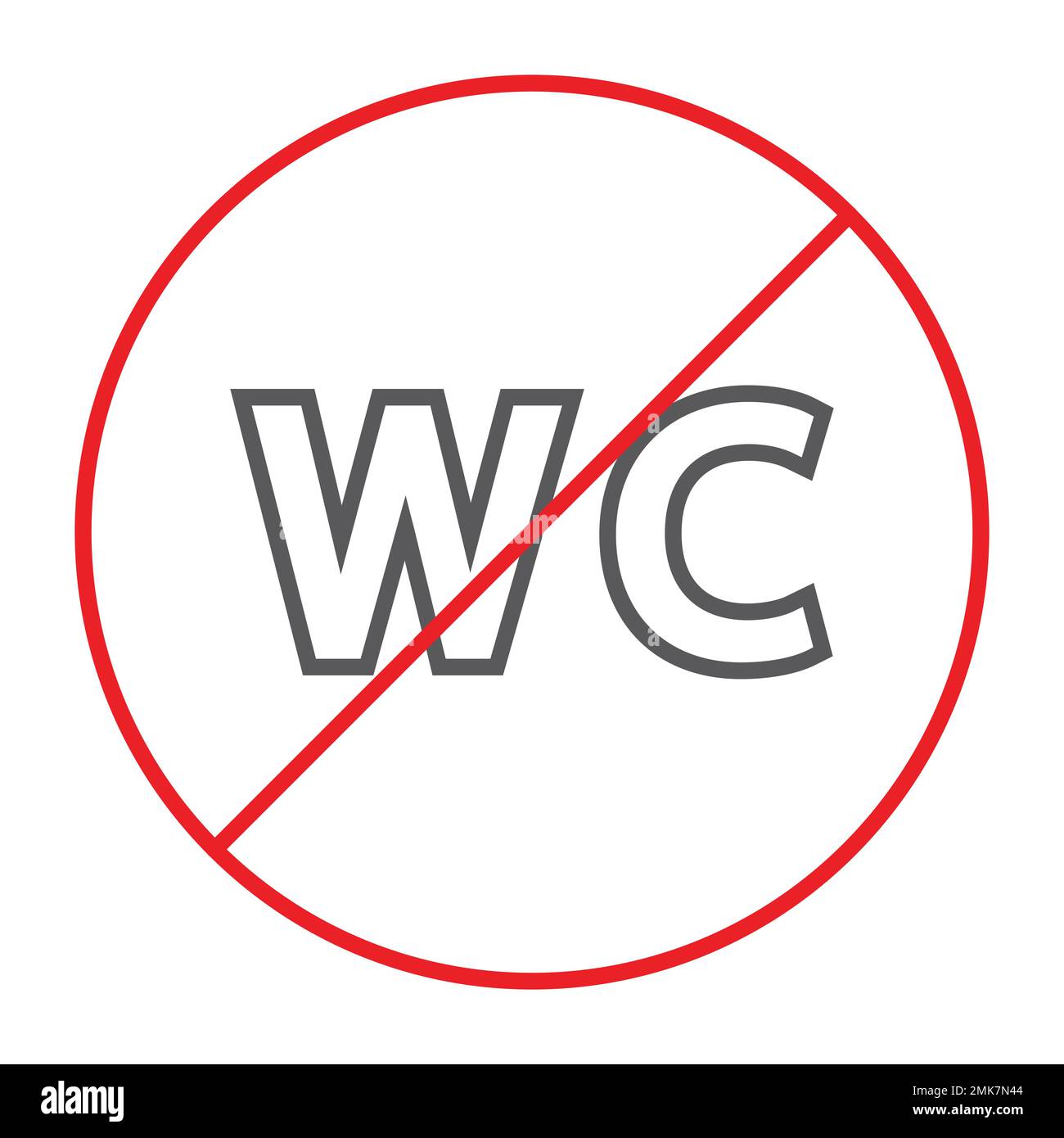 No wc thin line icon, prohibited and closed, no restroom sign, vector ...