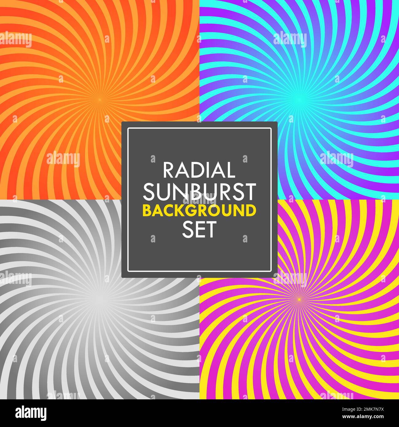 Colorful Radial Sunburst Square Background Set Vector Cover Banner ...