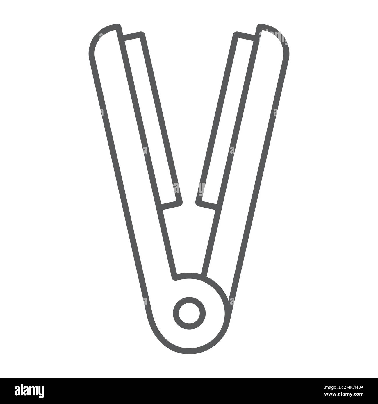 Styling iron thin line icon, hairstyle and appliance, hair straightener ...