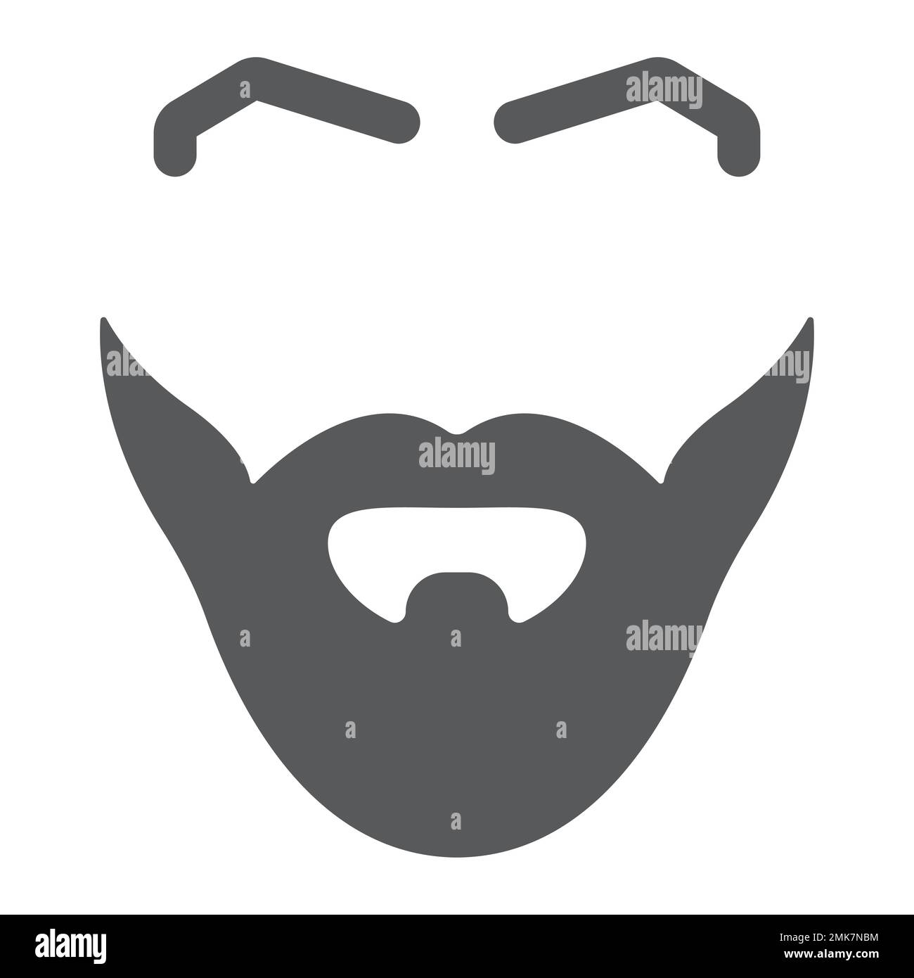 Beard and mustache glyph icon, barber and hairstyle, male hair sign ...