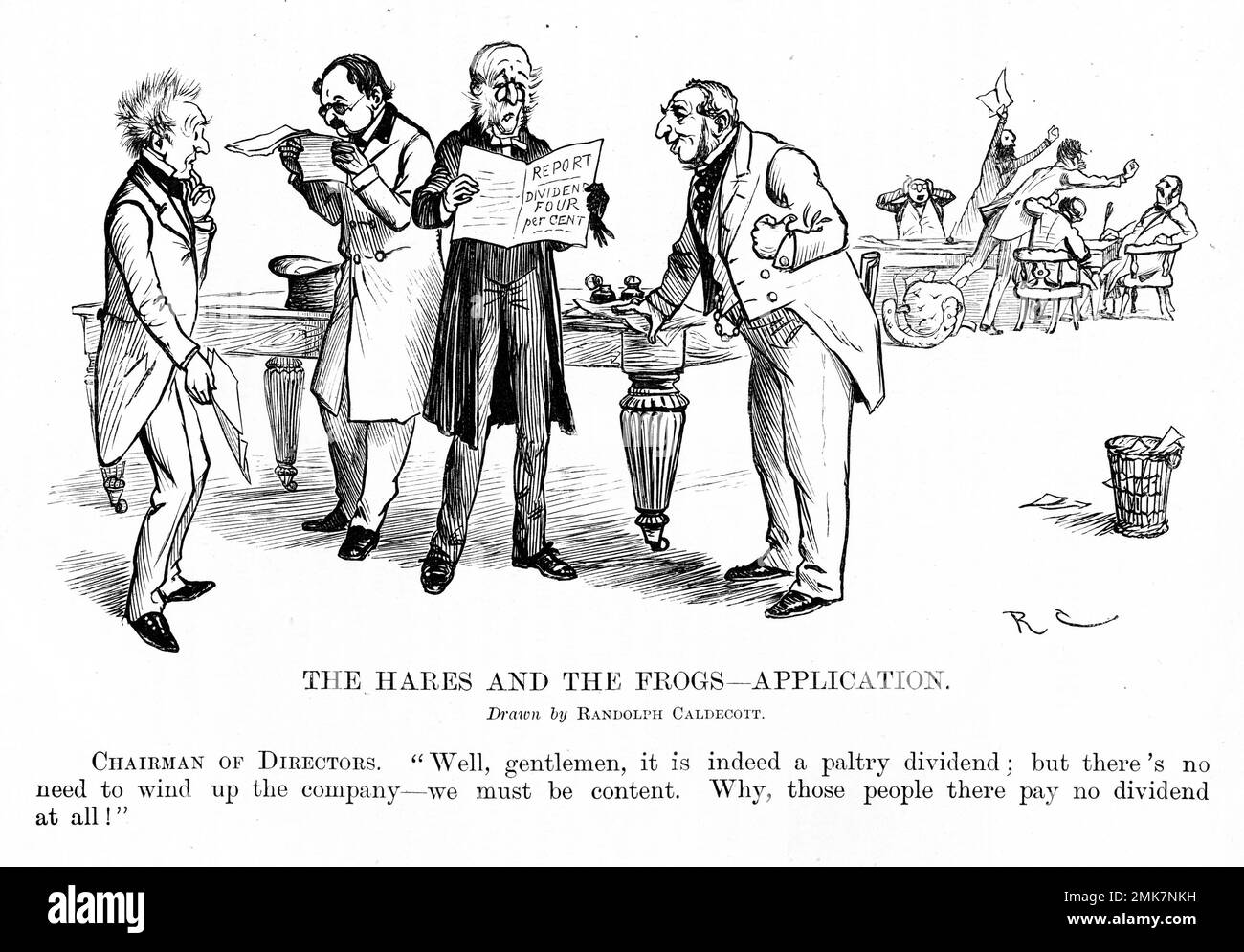 Engraving Of Businessmen Deciding What To Do In A Financial Crisis