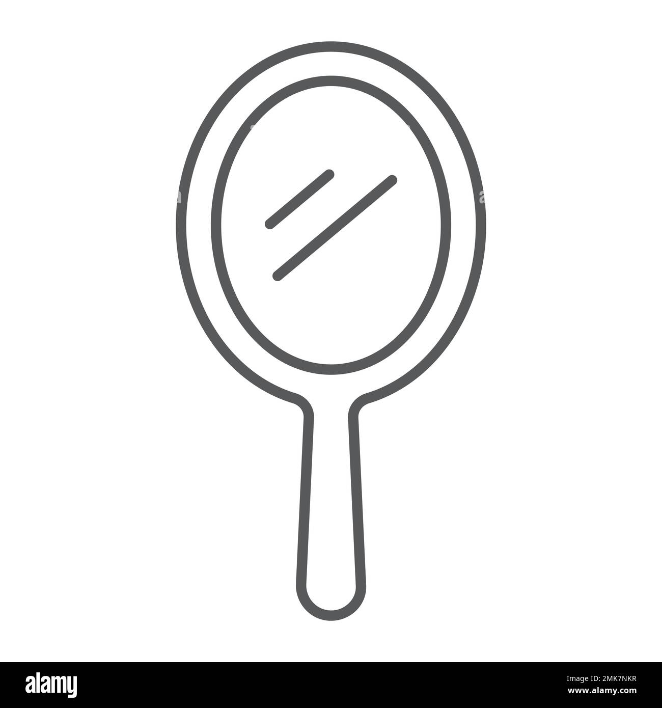 Hand mirror thin line icon, reflection and glass, portable mirror sign ...
