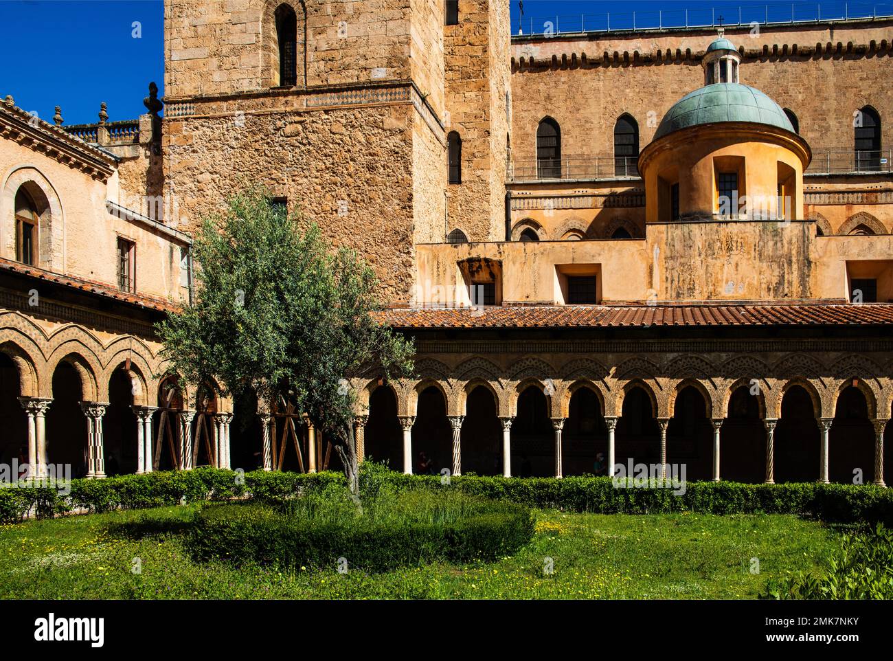 Cloister with 228 differently designed double columns, capitals with ...