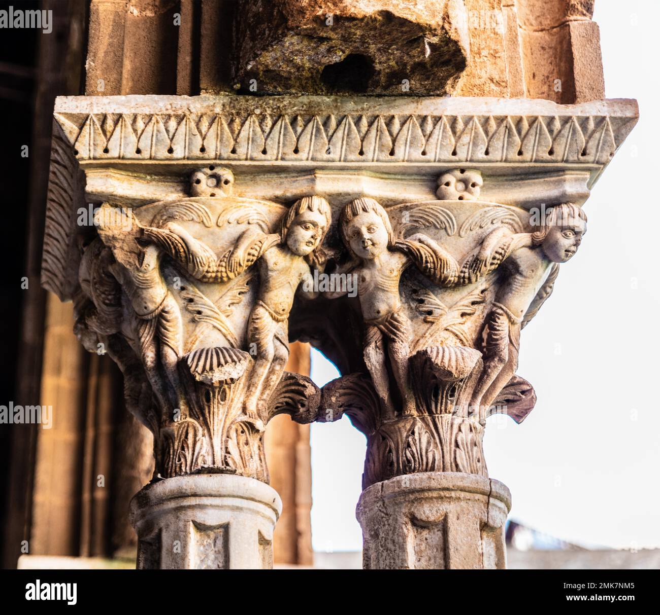 Cloister with 228 differently designed double columns, capitals with ...