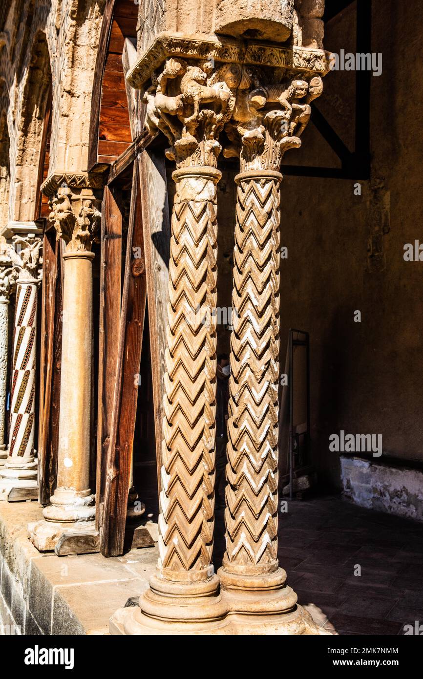 Cloister with 228 differently designed double columns, capitals with ...