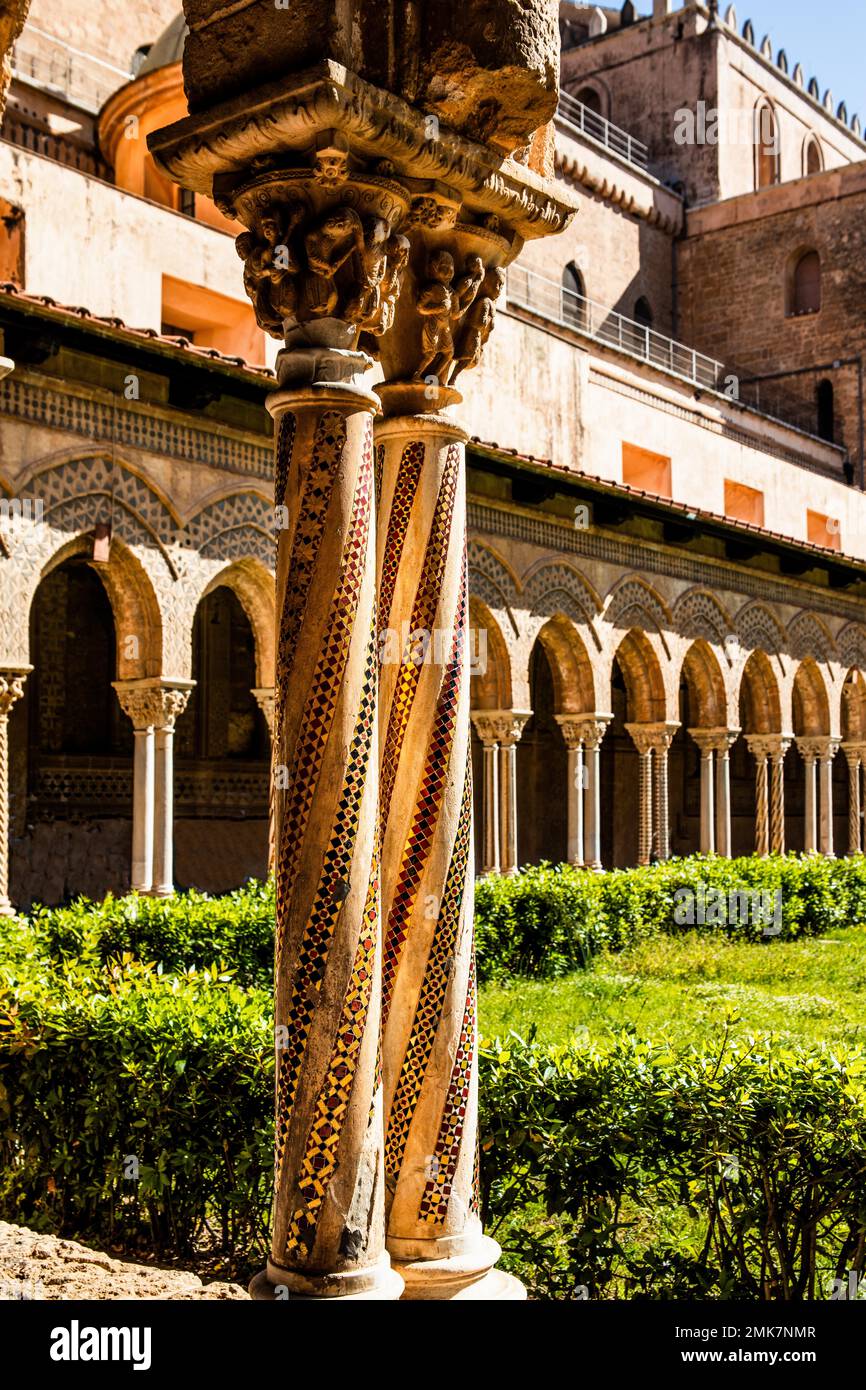Cloister with 228 differently designed double columns, capitals with ...
