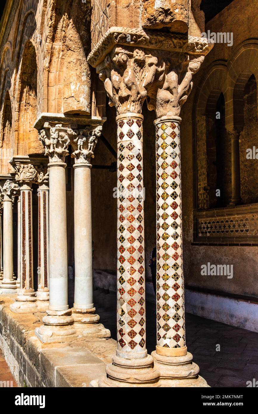 Cloister with 228 differently designed double columns, capitals with ...