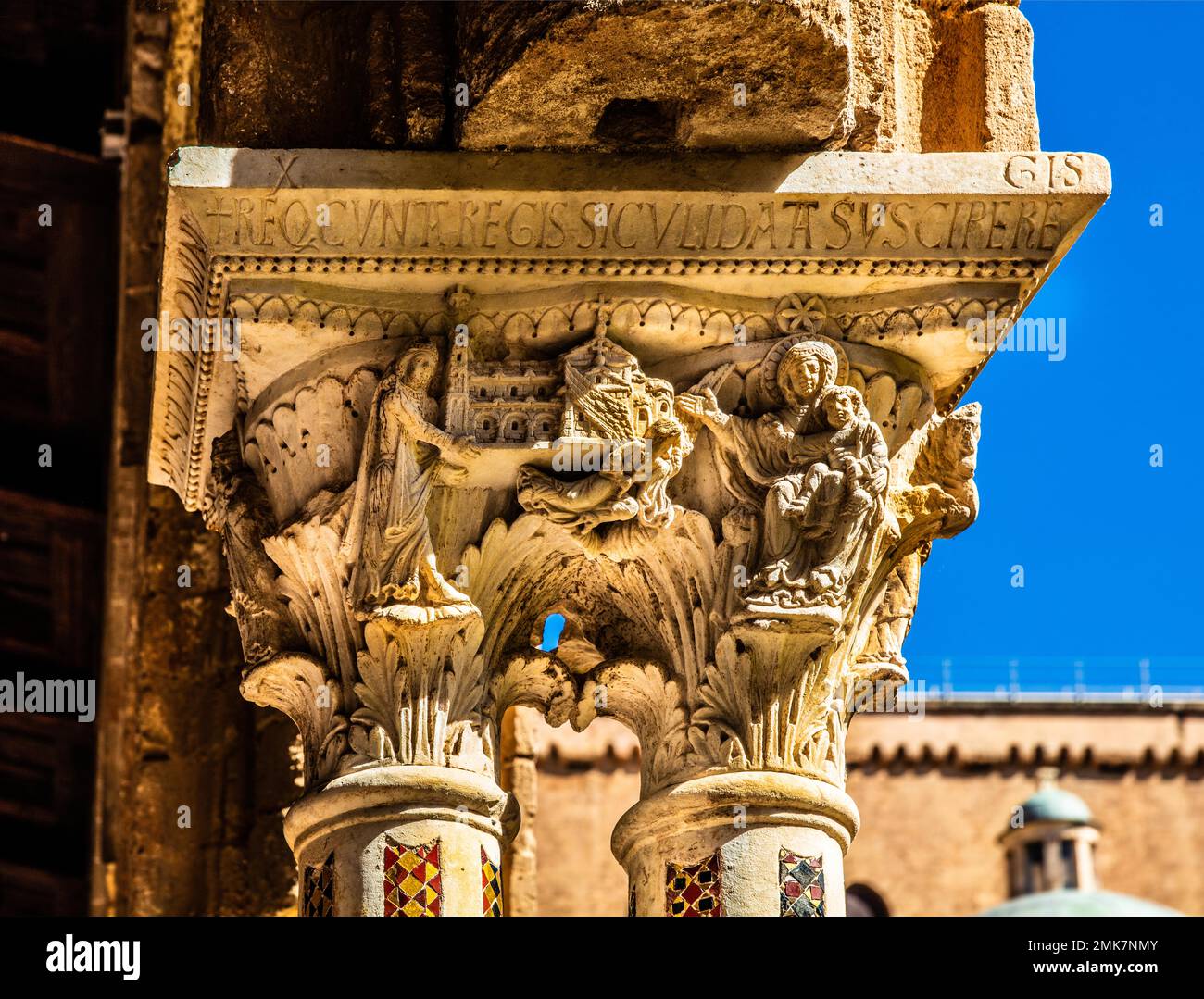 Cloister with 228 differently designed double columns, capitals with ...