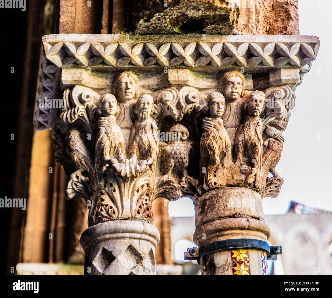 Cloister with 228 differently designed double columns, capitals with ...
