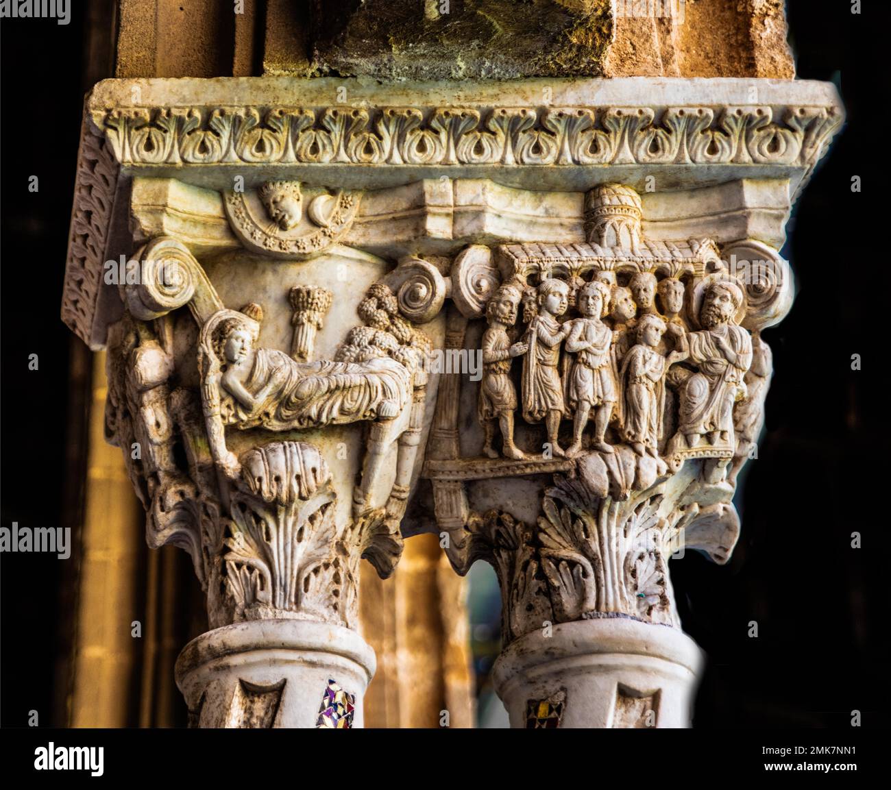 Cloister with 228 differently designed double columns, capitals with ...