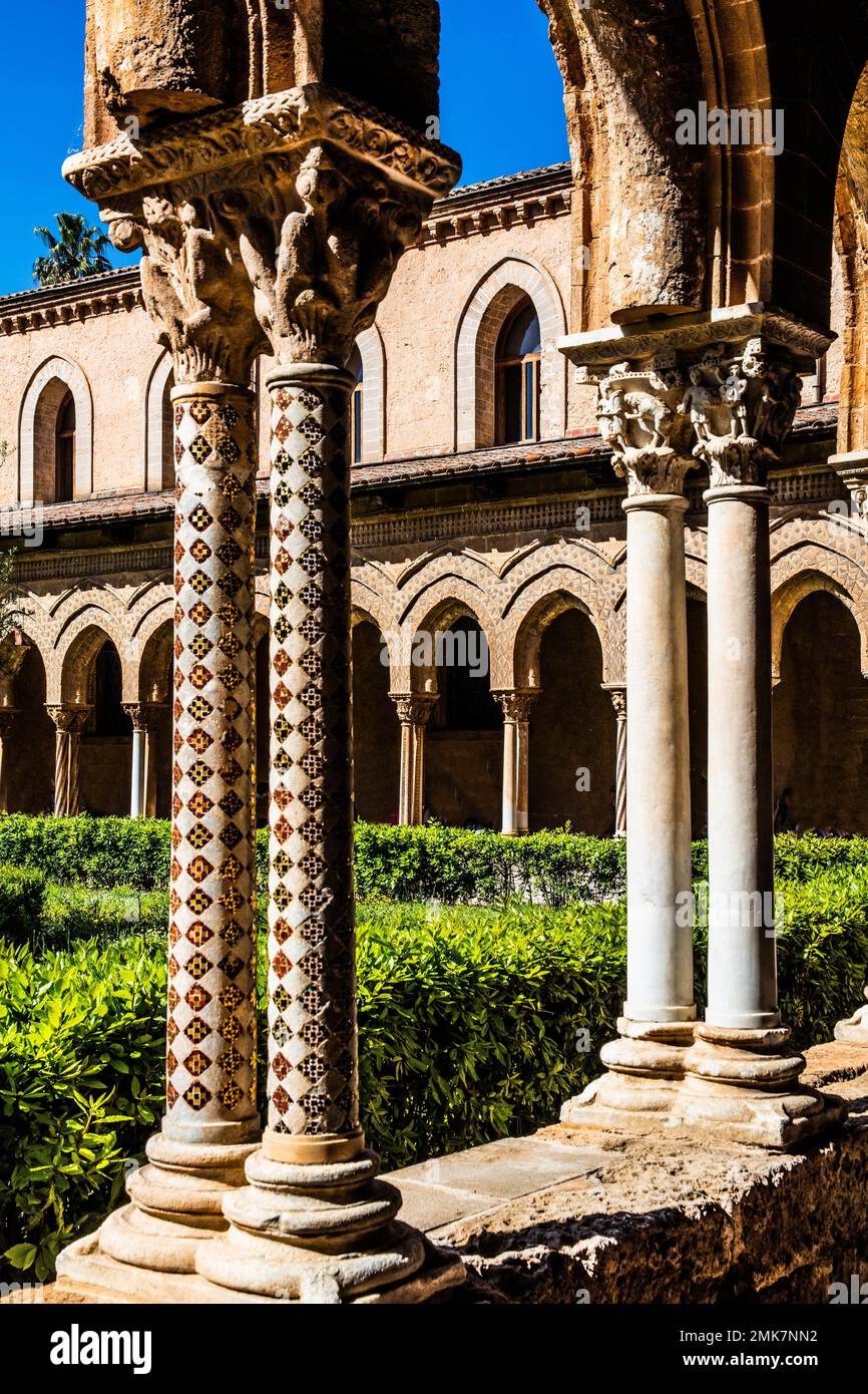 Cloister with 228 differently designed double columns, capitals with ...