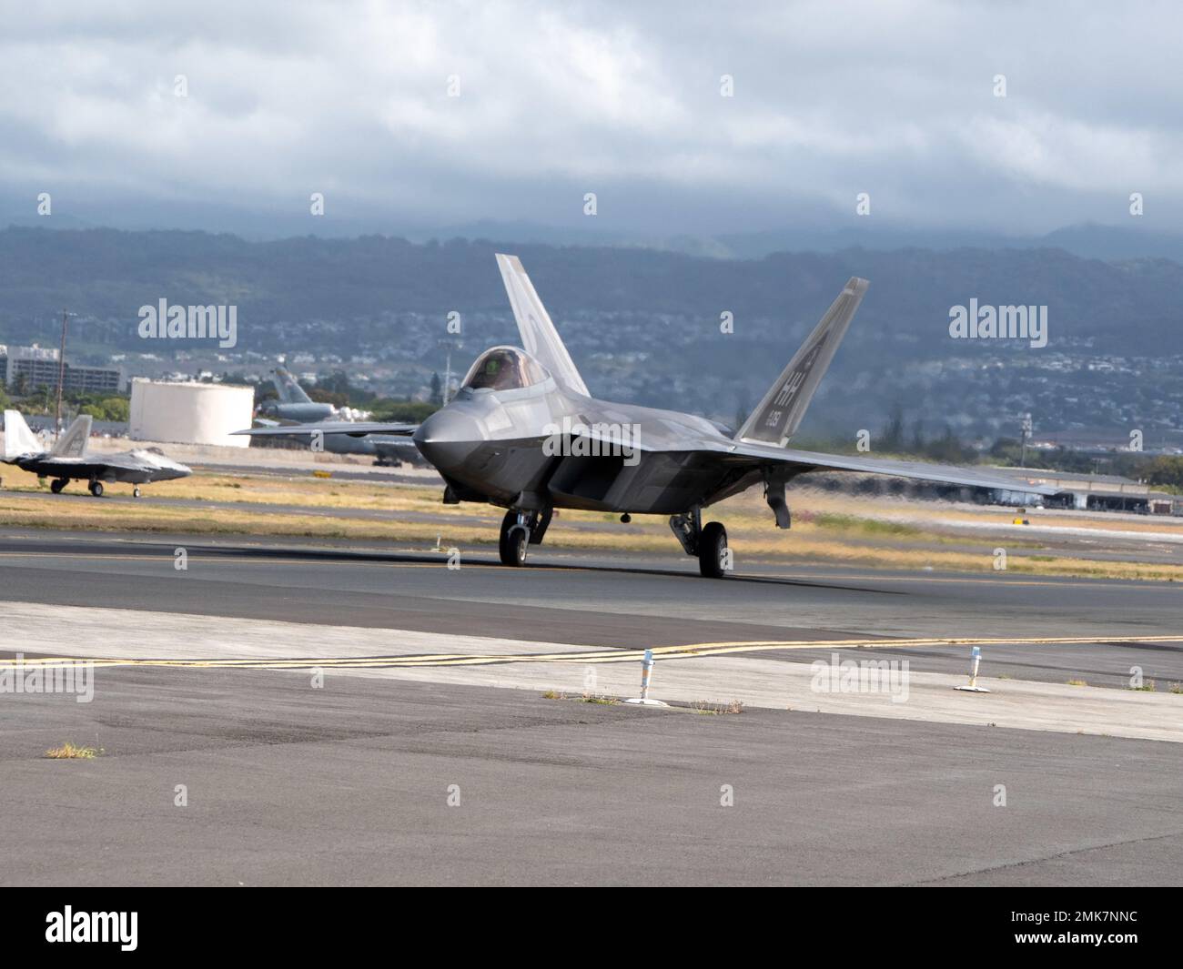 An F-22 Raptor, piloted by Brig. Gen. Dann S. Carlson, outbound ...