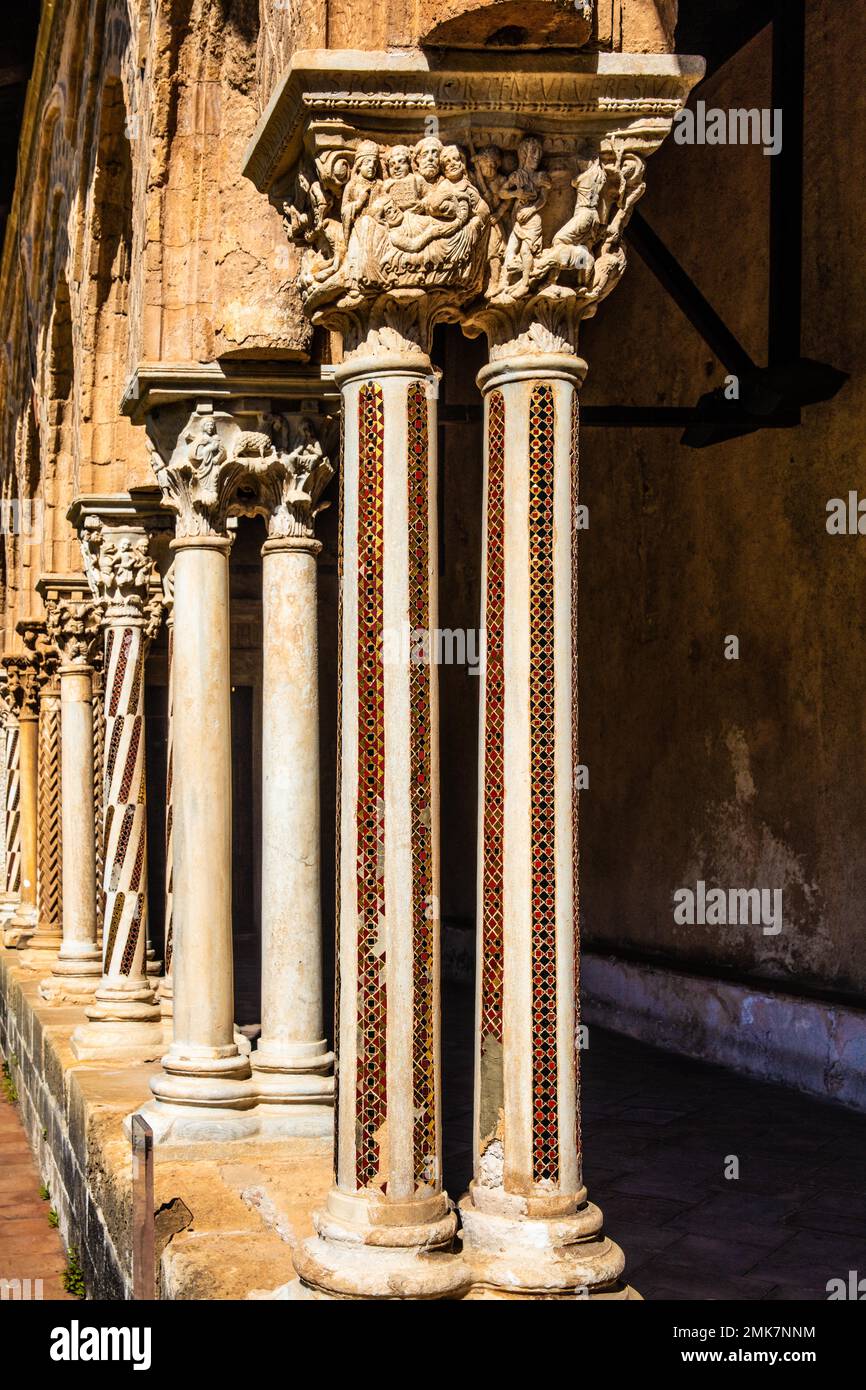 Cloister with 228 differently designed double columns, capitals with ...