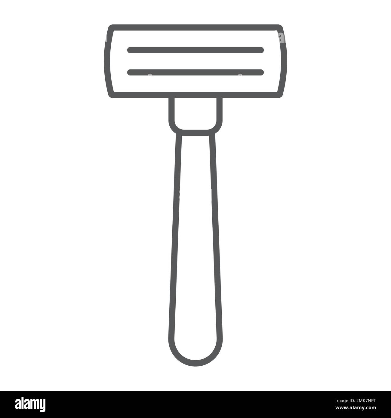 Razor thin line icon, barber and blade, shaver sign, vector graphics, a ...