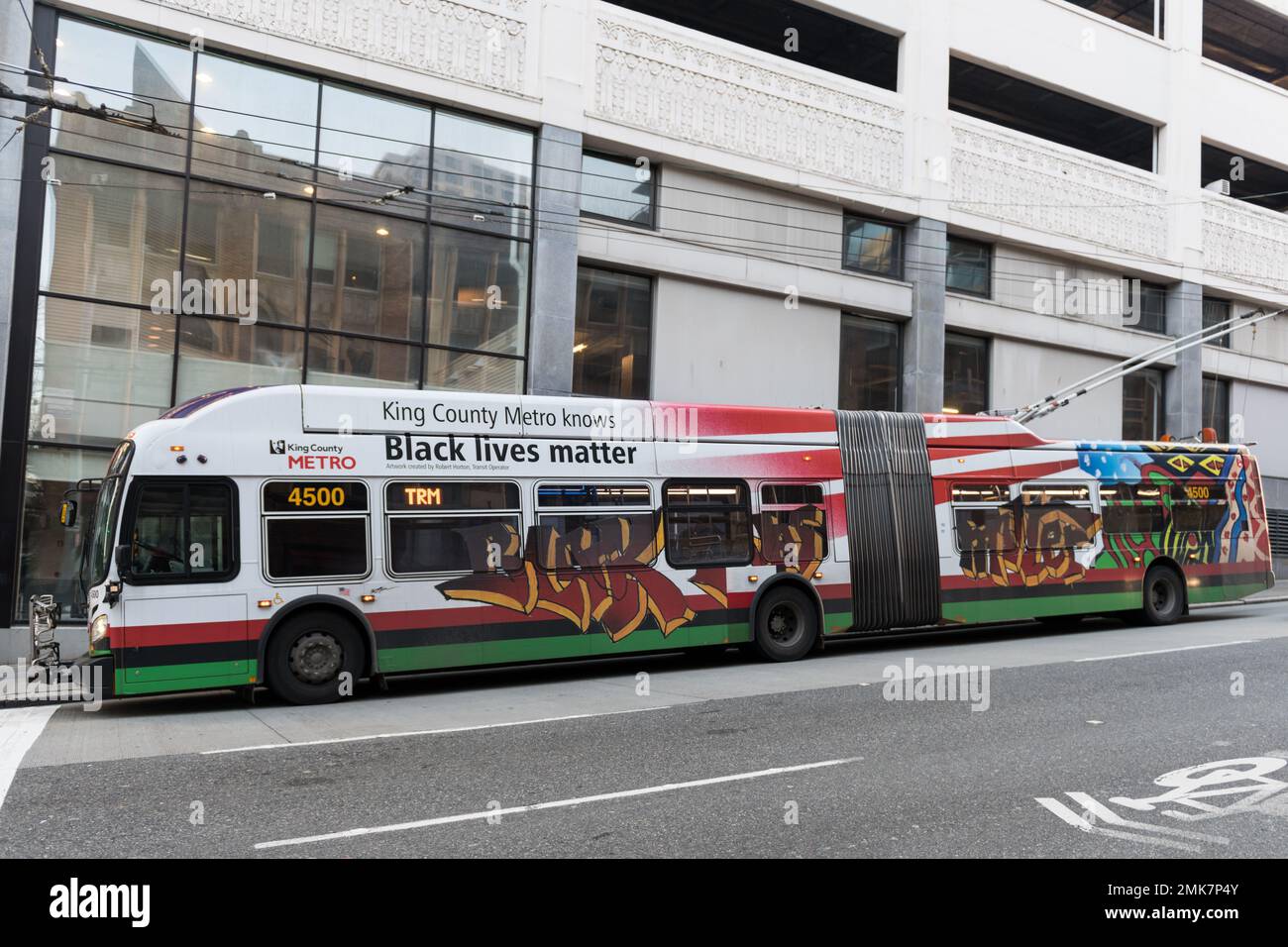 Seattle, USA. 16th Jan, 2023. A King County Black Lives Matter bus in ...
