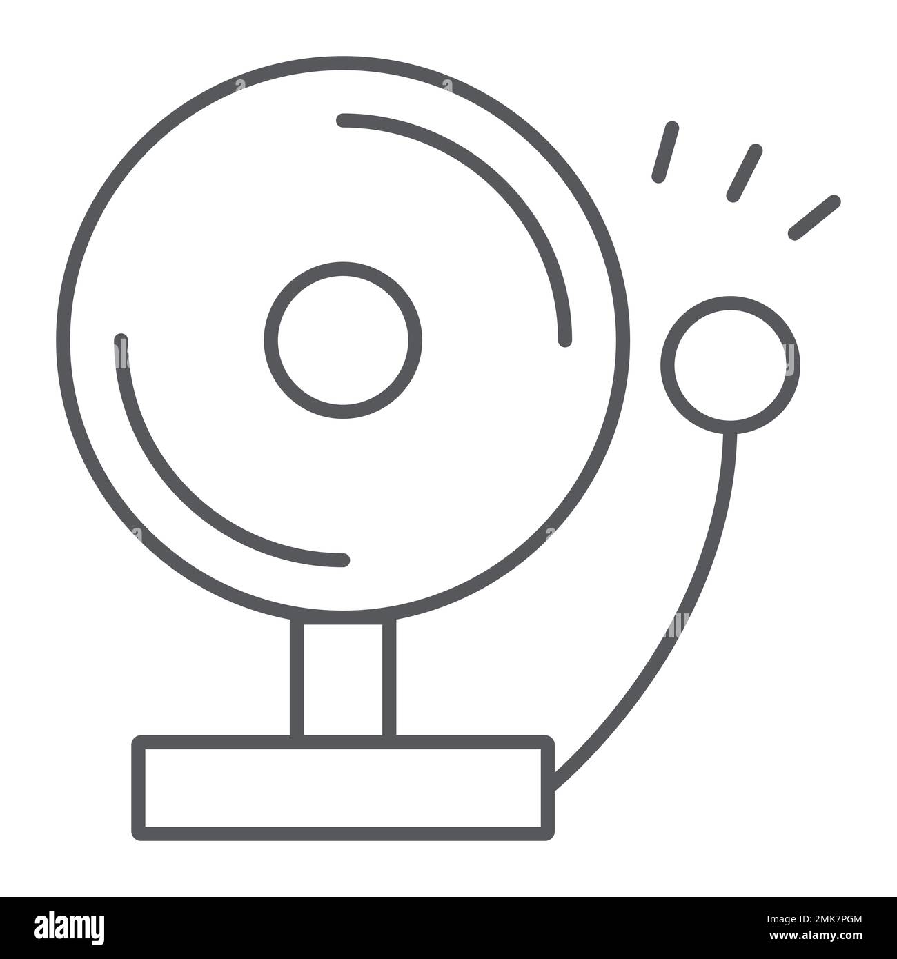 Fire alarm thin line icon, warning and emergency, alert sign, vector ...