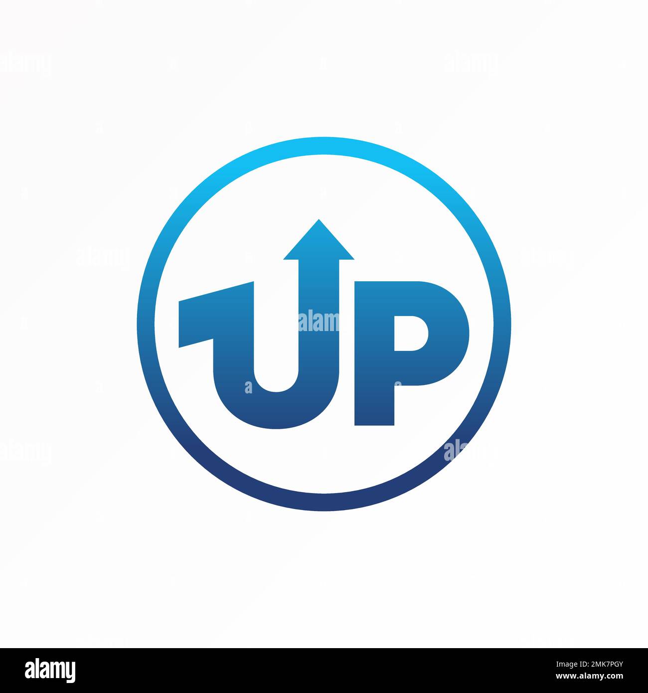 Letter or word UP writing font in circle with arrow image graphic icon ...