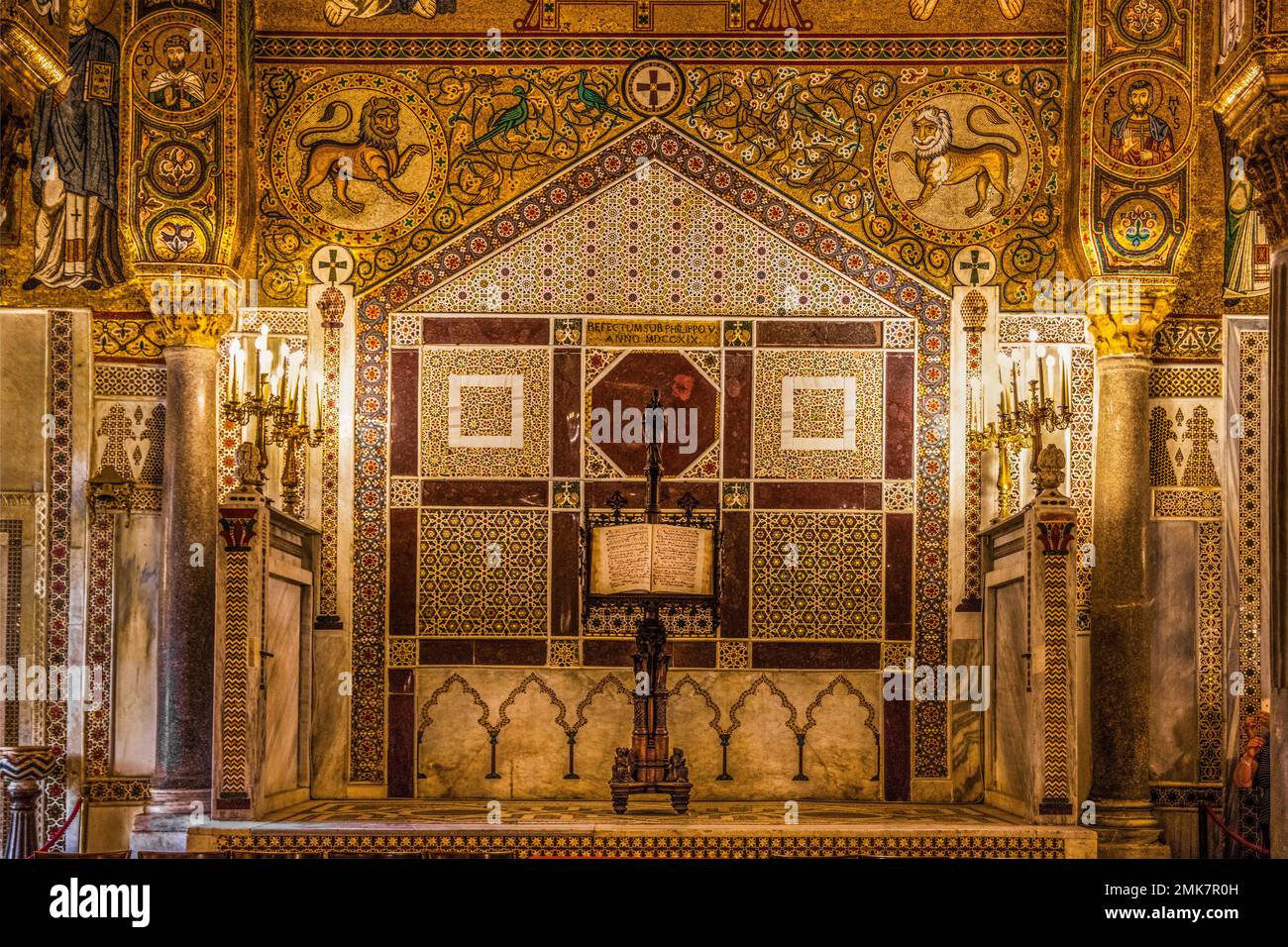 Main apse with the royal throne, elaborate gold mosaics with episodes ...