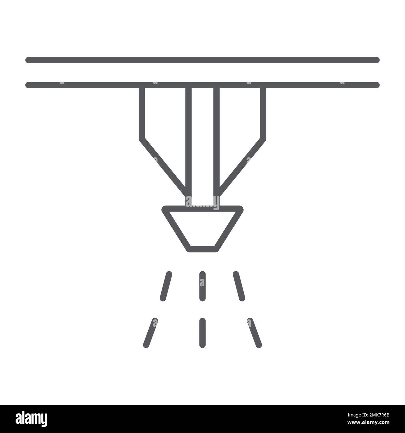 Fire sprinkler system thin line icon, protection and fire, fire ...