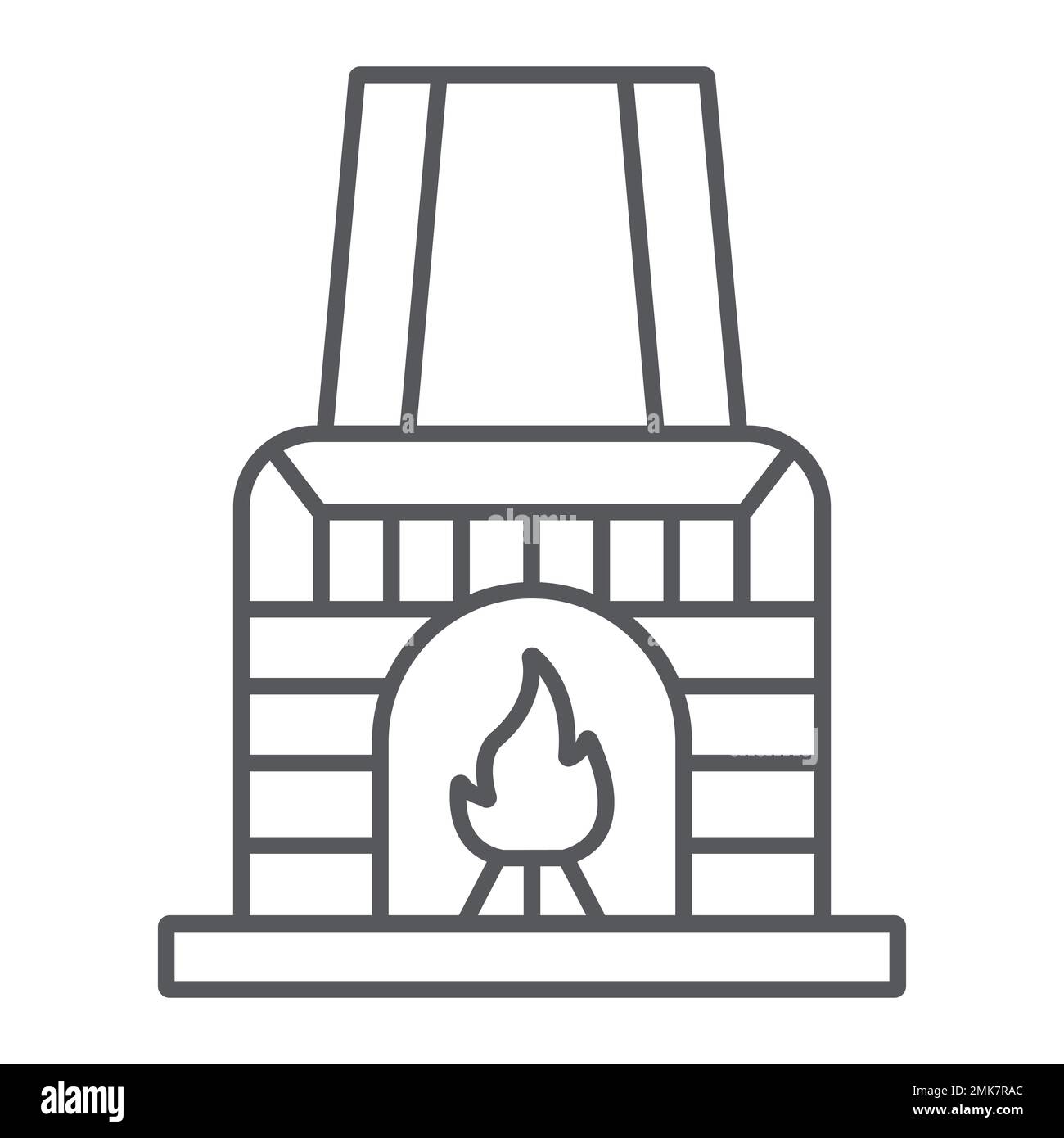 Fireplace thin line icon, interior and home, burning fireplace sign ...