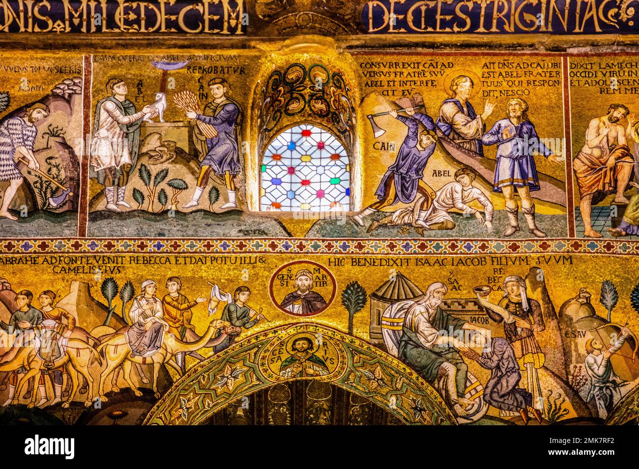 Cain kills Abel, elaborate gold mosaics with episodes from the Old and ...