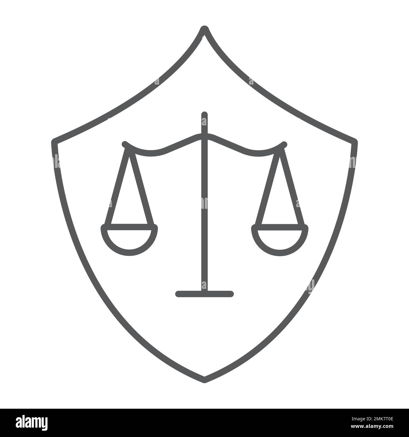 Defense thin line icon, law and justice, shield sign, vector graphics ...