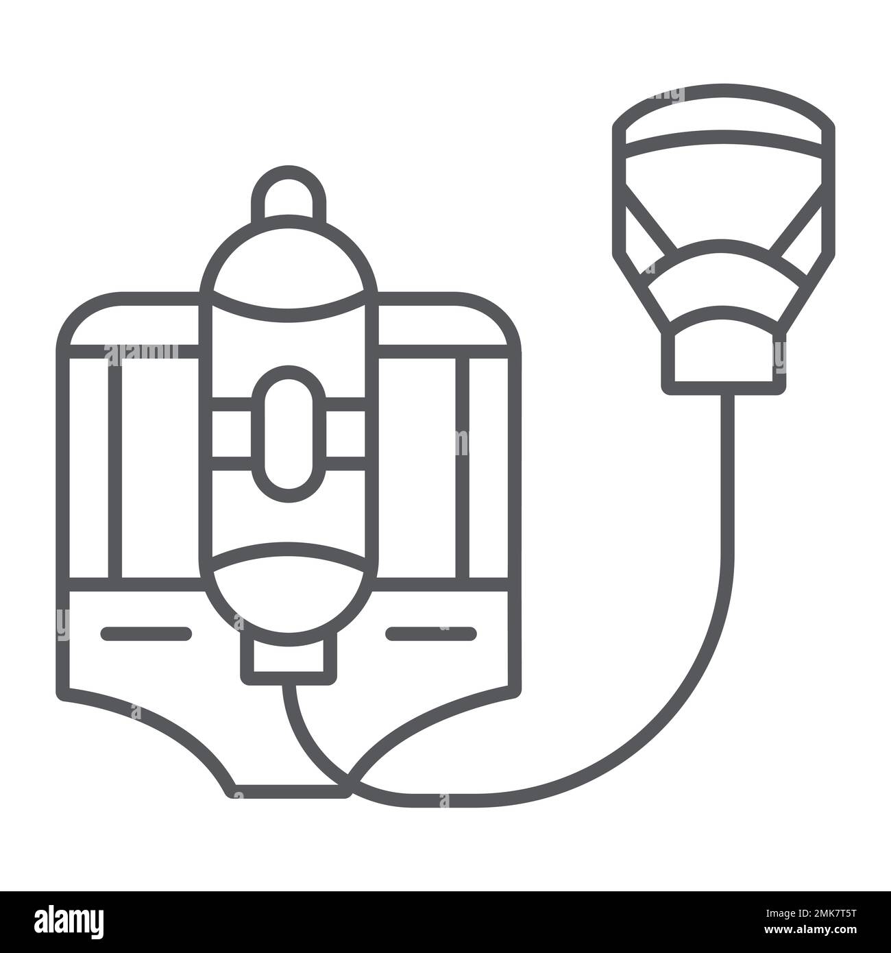 Fire respirator thin line icon, fireman and equipment, fire mask sign ...