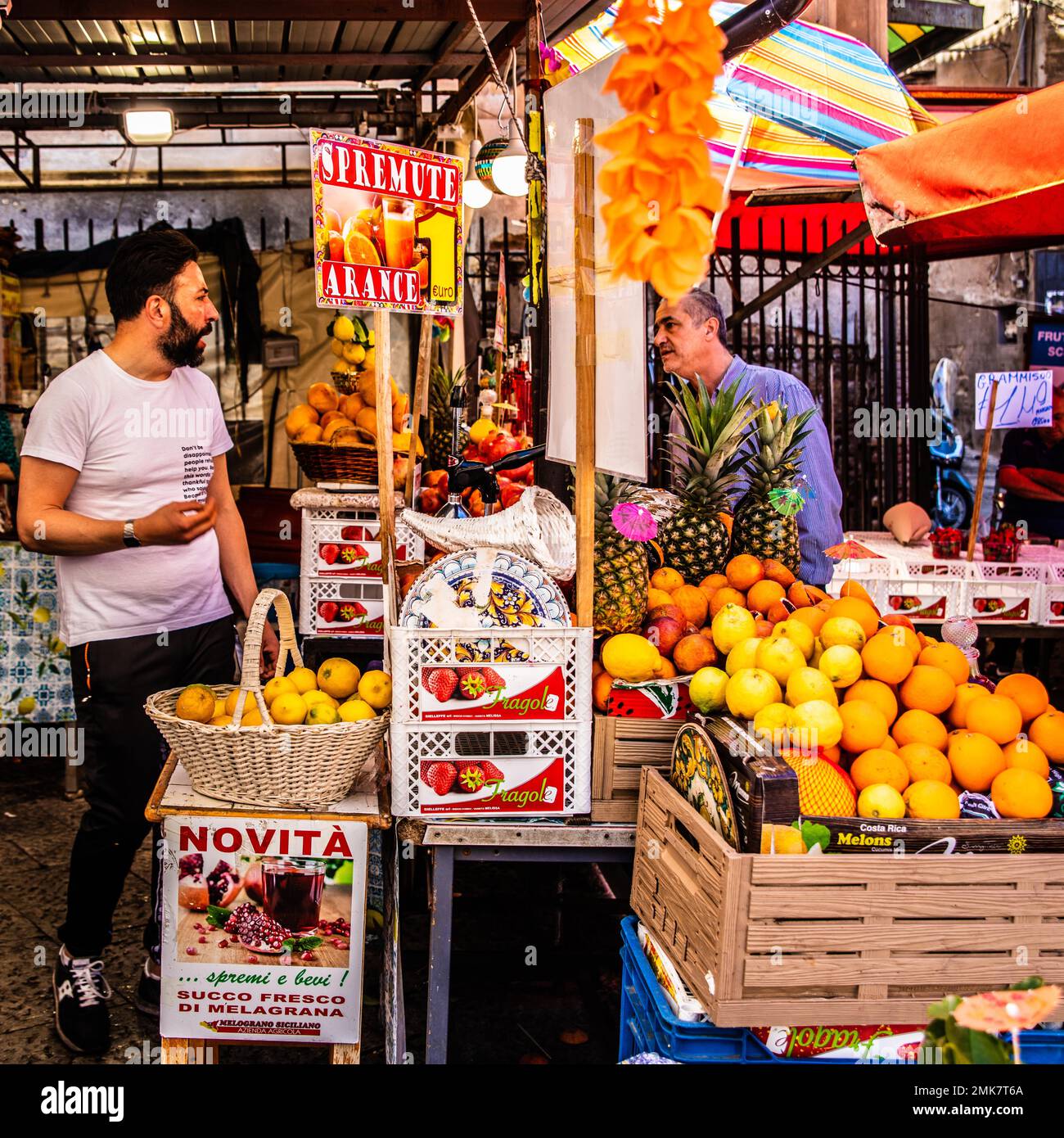 Fruit juice stand, Ballaro market, most famous and ancient market of ...