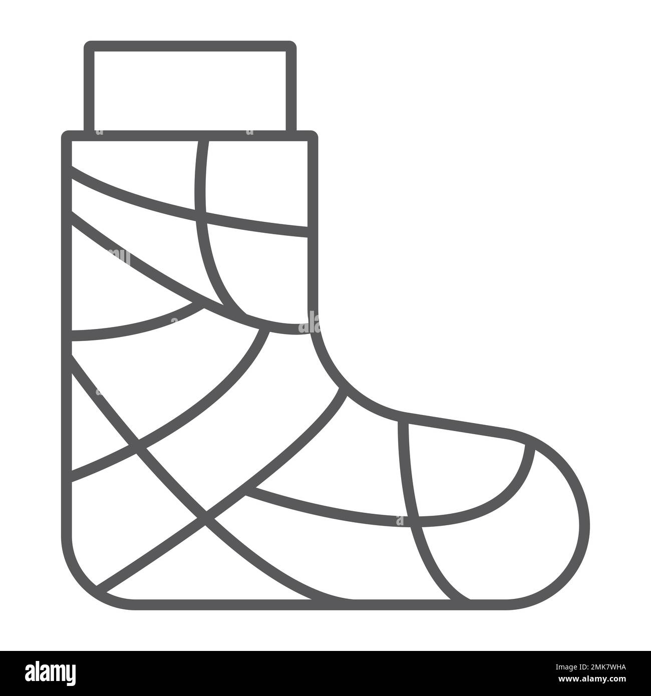 Gypsum thin line icon, trauma and injury, feet bandage sign, vector ...