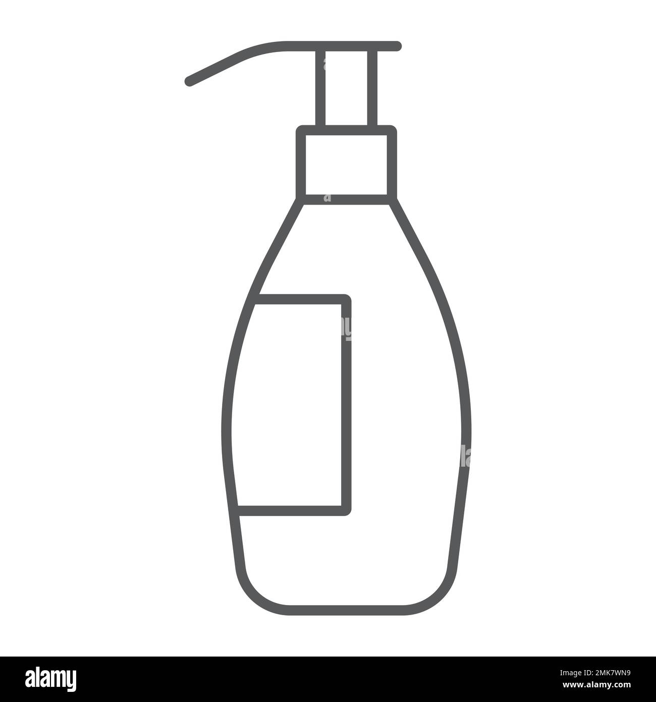 Shampoo thin line icon, container and beauty, bottle sign, vector ...