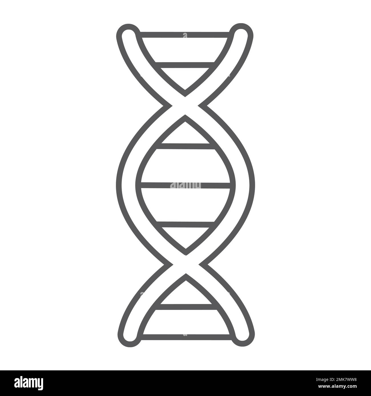 DNA thin line icon, chromosome and biology, genetic sign, vector graphics, a linear pattern on a ...