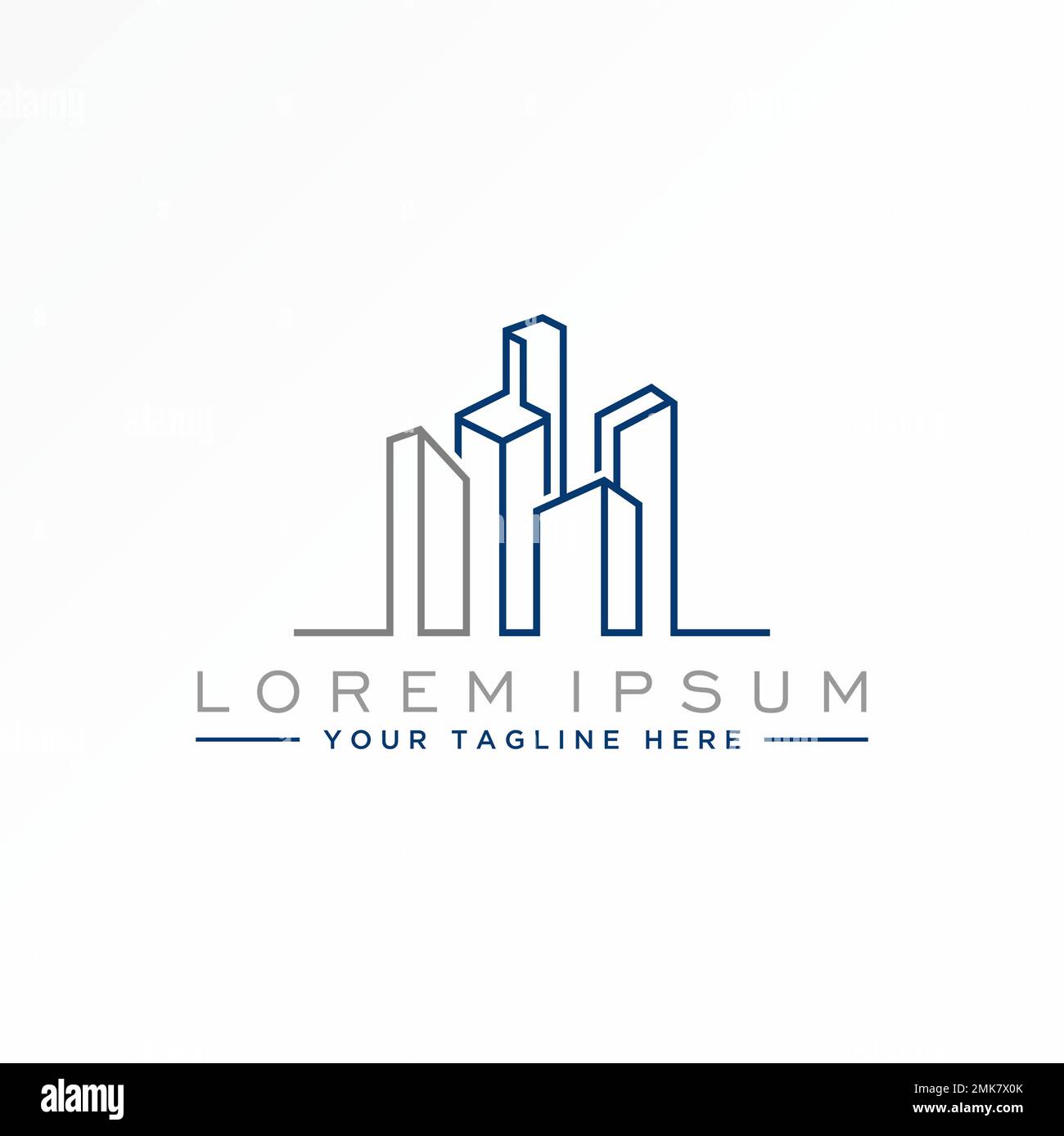 Simple City or Building in 3D with line art image graphic icon logo ...