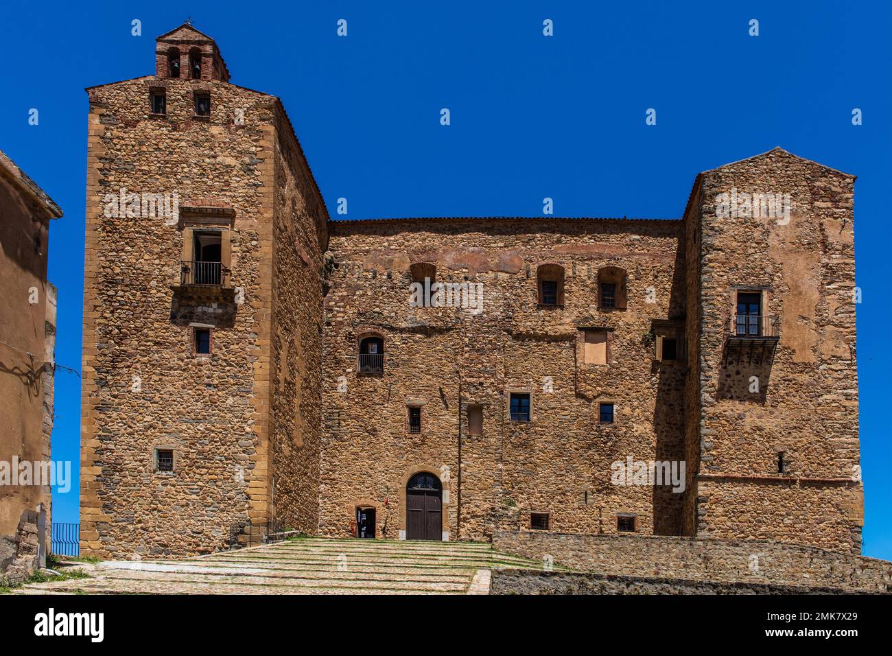 Fortified castle, Castelbuono in the Madonie mountains with historic ...