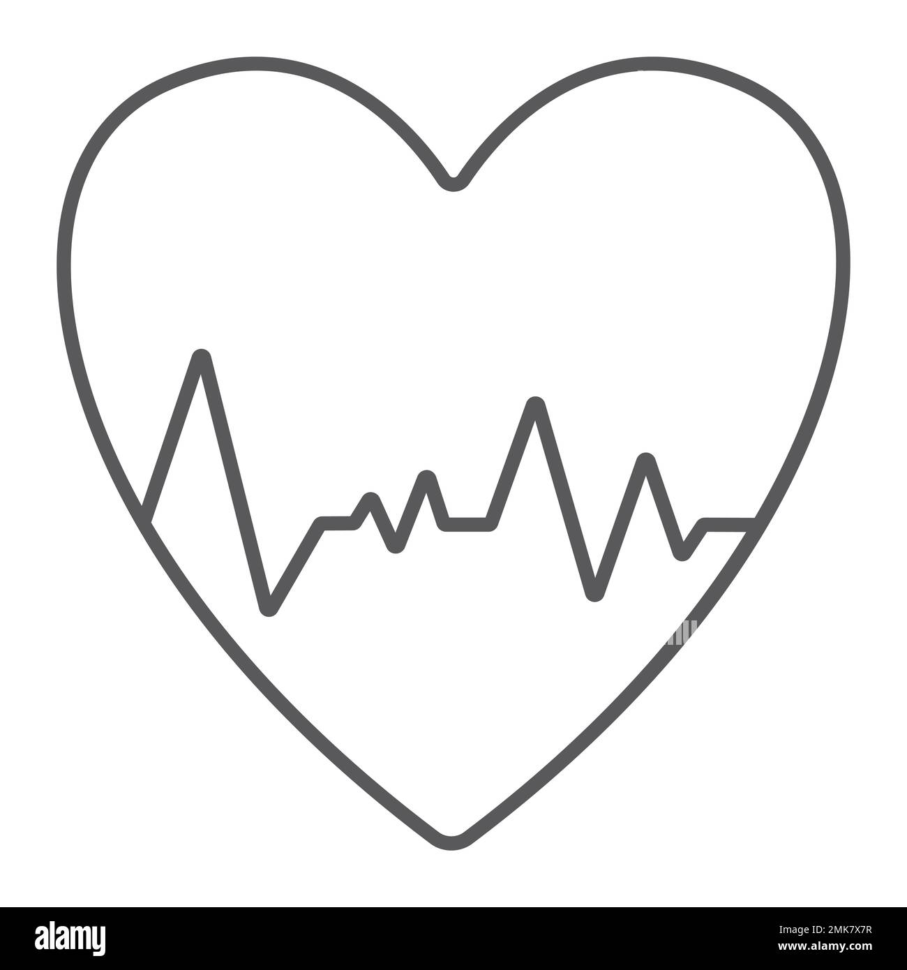 Heartbeat thin line icon, ecg and cardiology, heart cardiogram sign ...