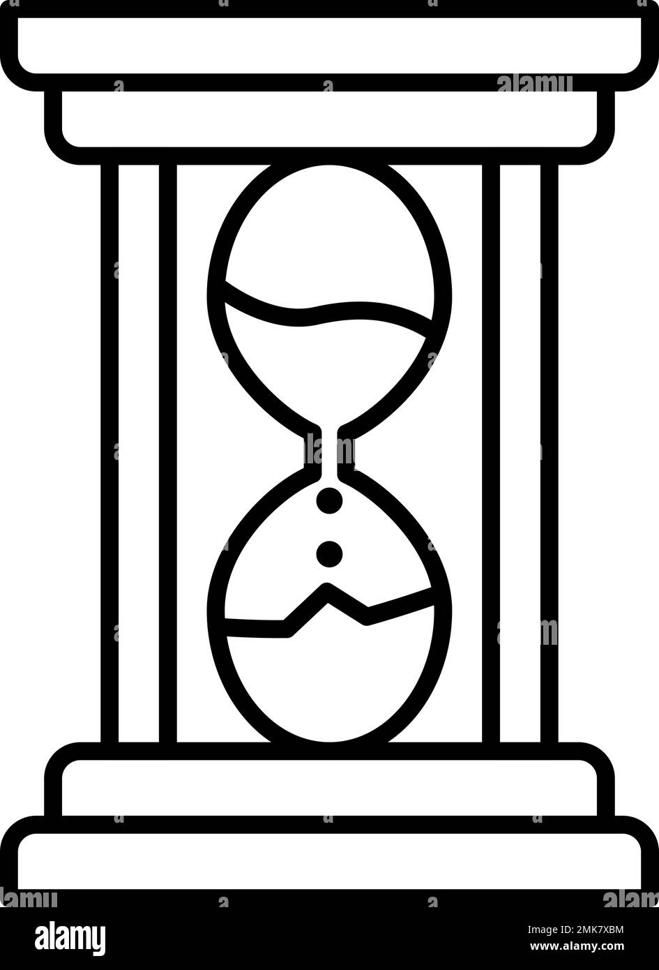 Clock, glass, hourglass vector icon on transparent background. Outline ...