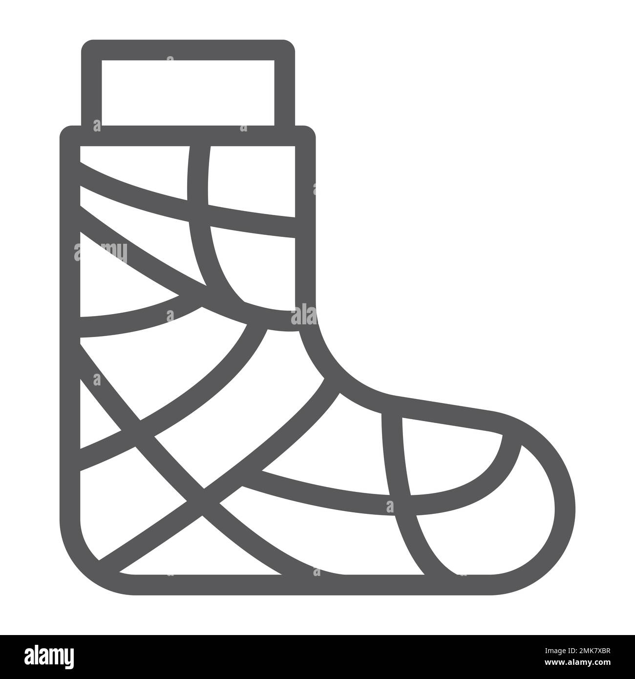 Gypsum line icon, trauma and injury, feet bandage sign, vector graphics ...