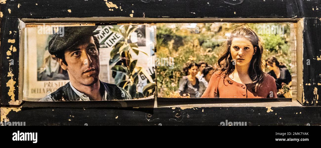Bar Vitelli with exhibits of the film The Godfather, Savoca, famous for ...