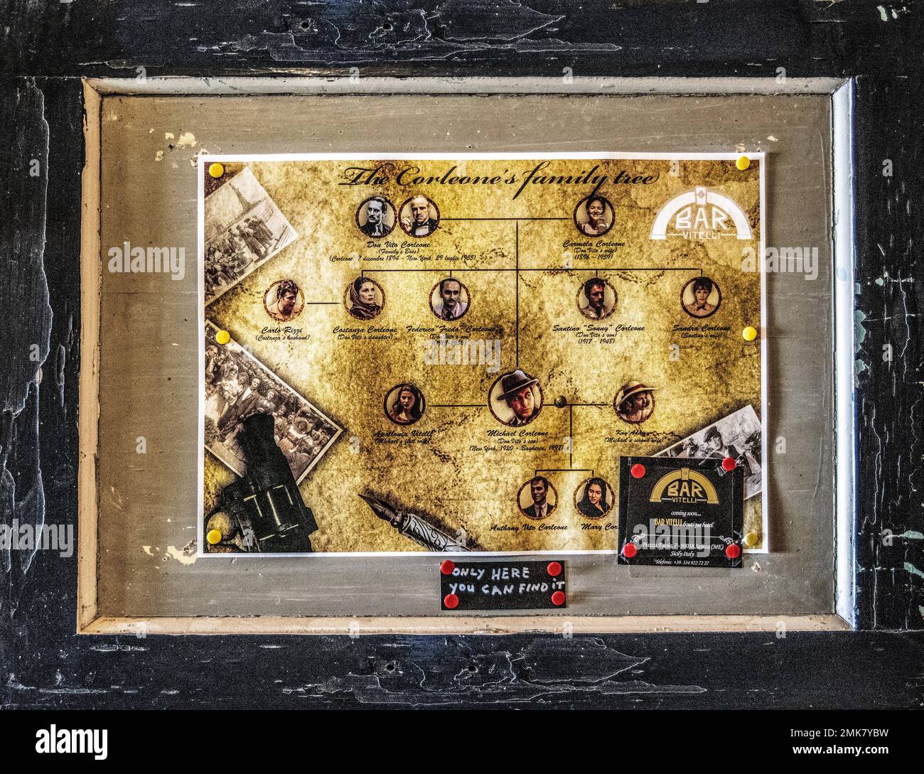 Bar Vitelli with exhibits of the film The Godfather, Savoca, famous for ...