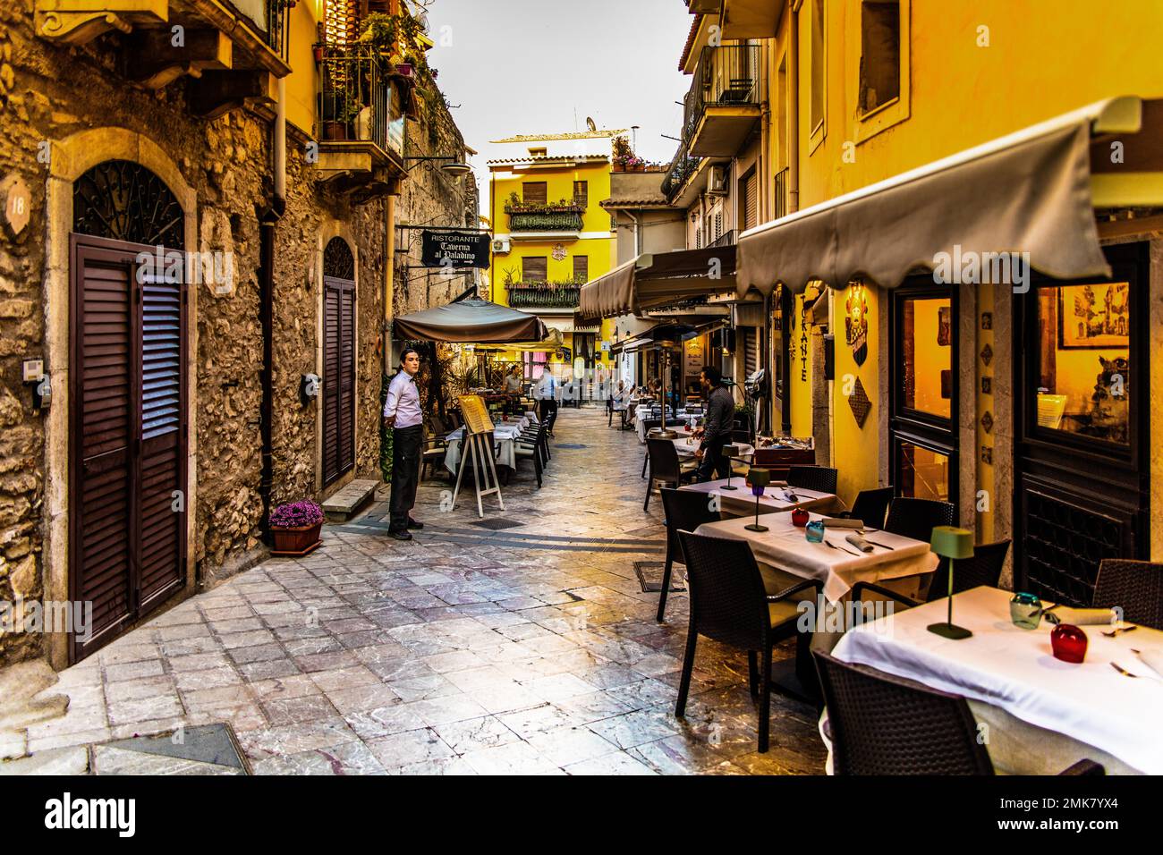Restaurant Mile, Taormina on a rock terrace on the slope of Monte Tauro ...