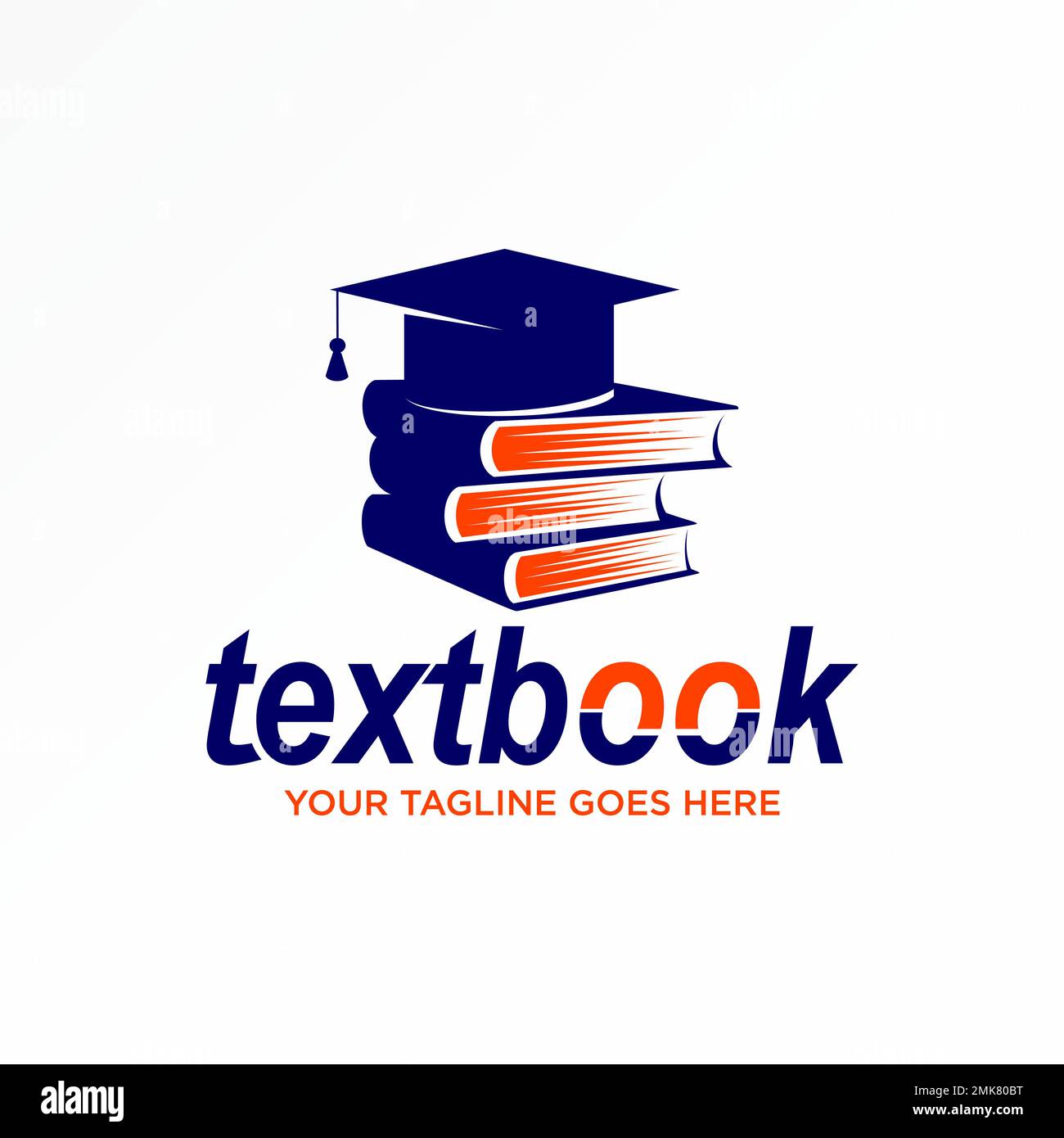 Graduation hat and 3 book papers in 3D image graphic icon logo design ...