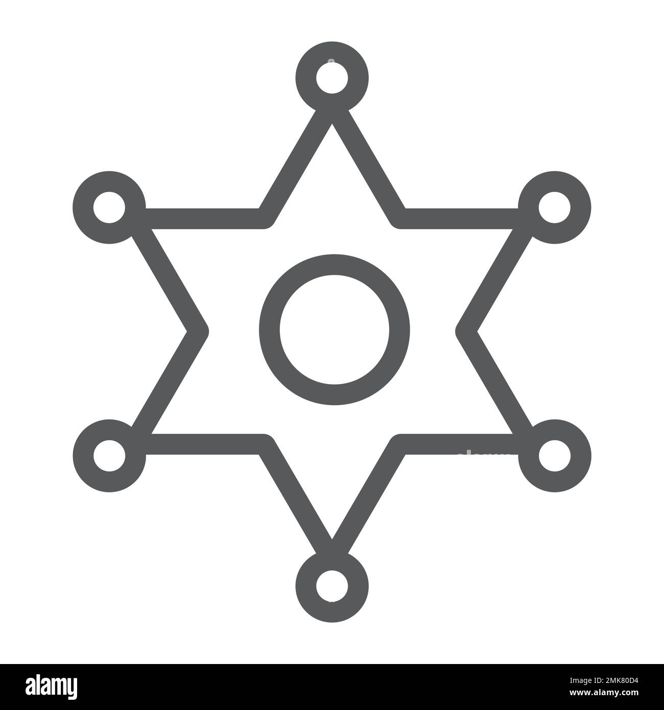 Sheriff badge line icon, law and officer, police badge sign, vector ...