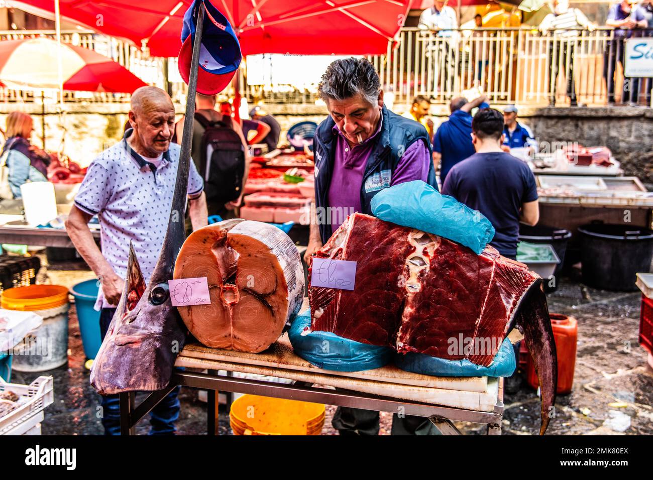 Swordfish, historic fish market La pescheria with a plethora of ...