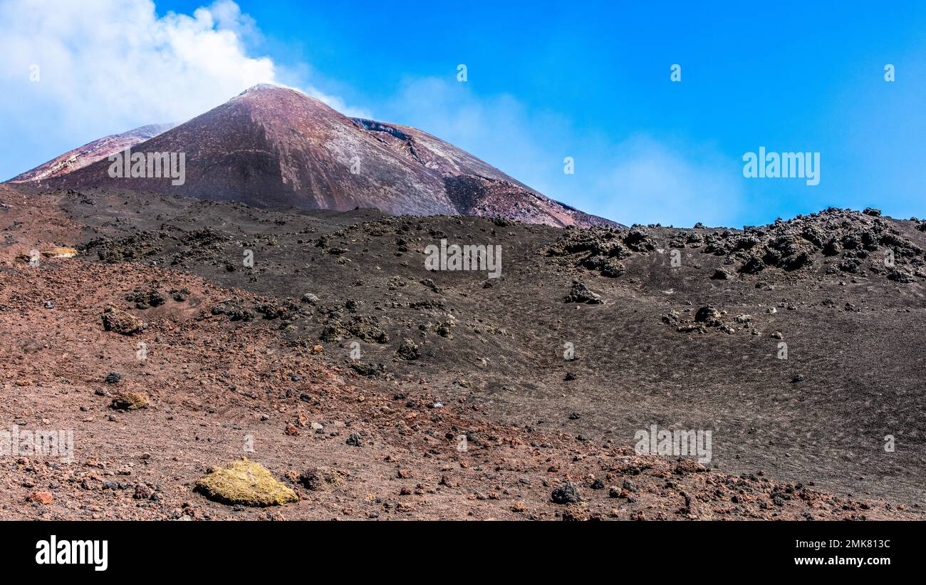 Southern flank of Etna with secondary craters, Aetna with four summit ...
