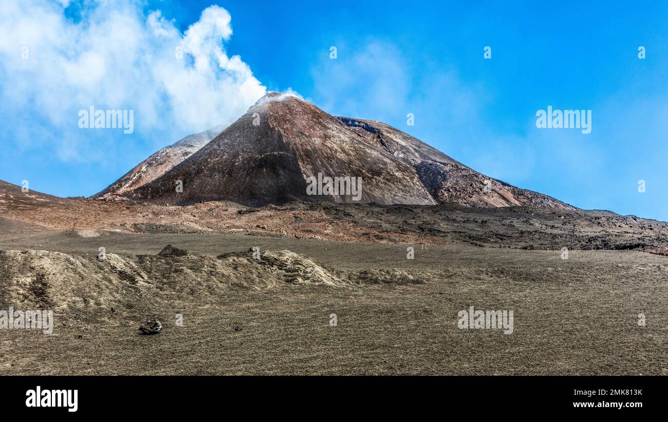 Southern flank of Etna with secondary craters, Aetna with four summit ...