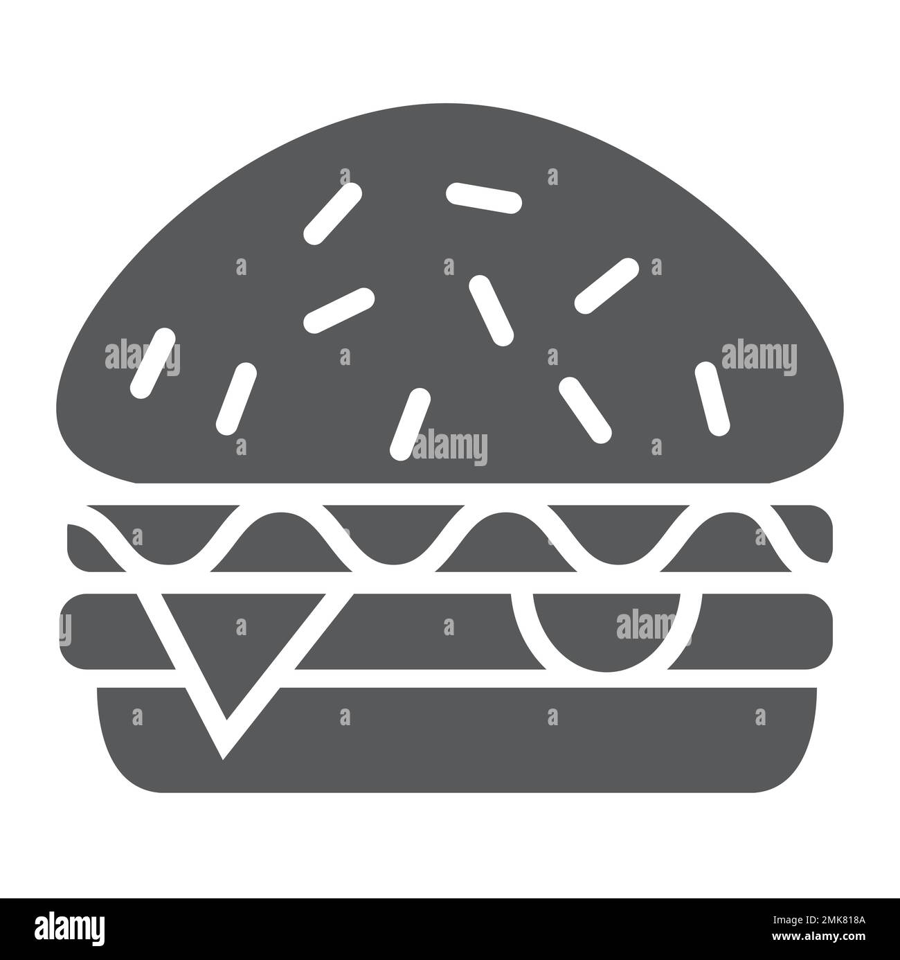 Burger glyph icon, food and meal, hamburger sign, vector graphics, a solid pattern on a white ...
